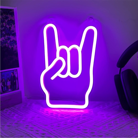Urban Outfitters | Wall Decor | Retro Purple Rock On Hand Sign Gesture ...
